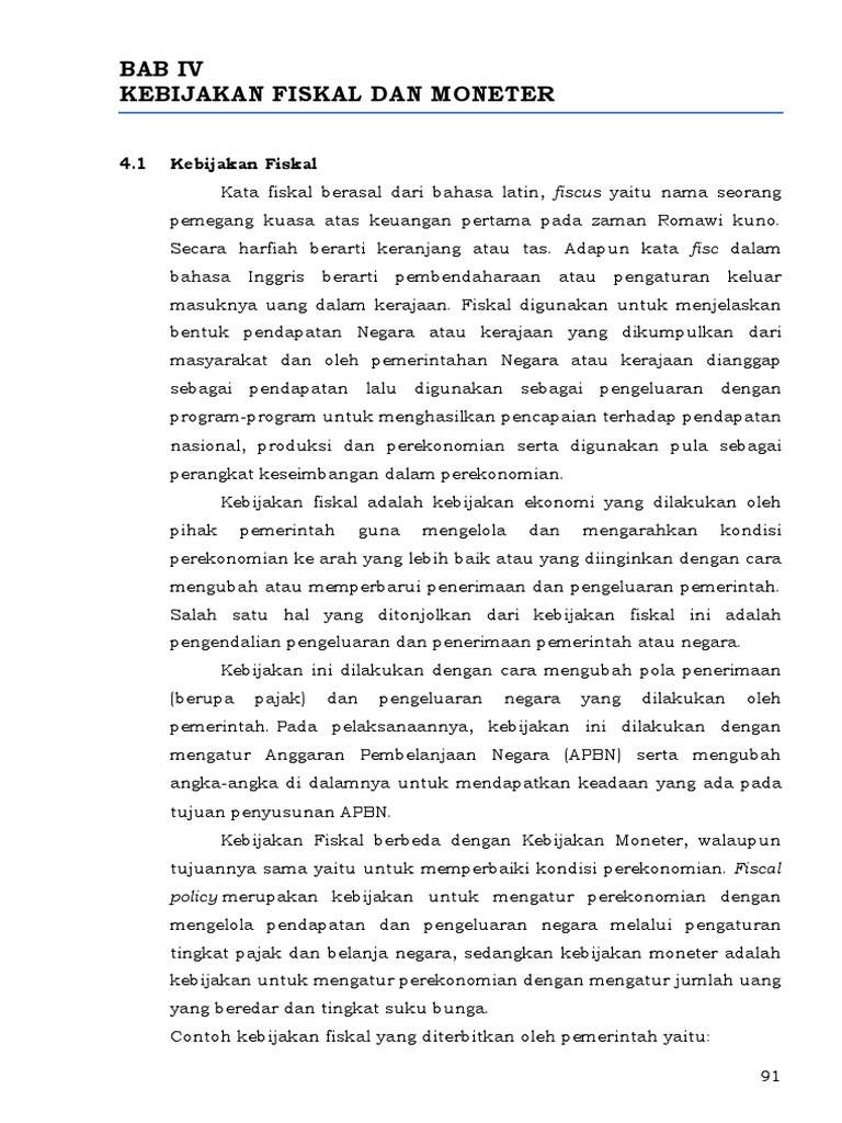 Bab Iv - Kebijakan Fiskal & Kebijakan Moneter | PDF
