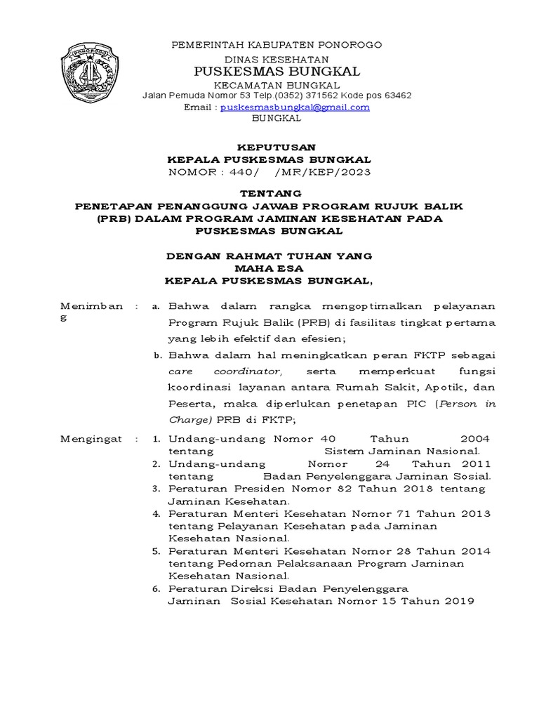 SK Pasien Rujuk Balik | PDF