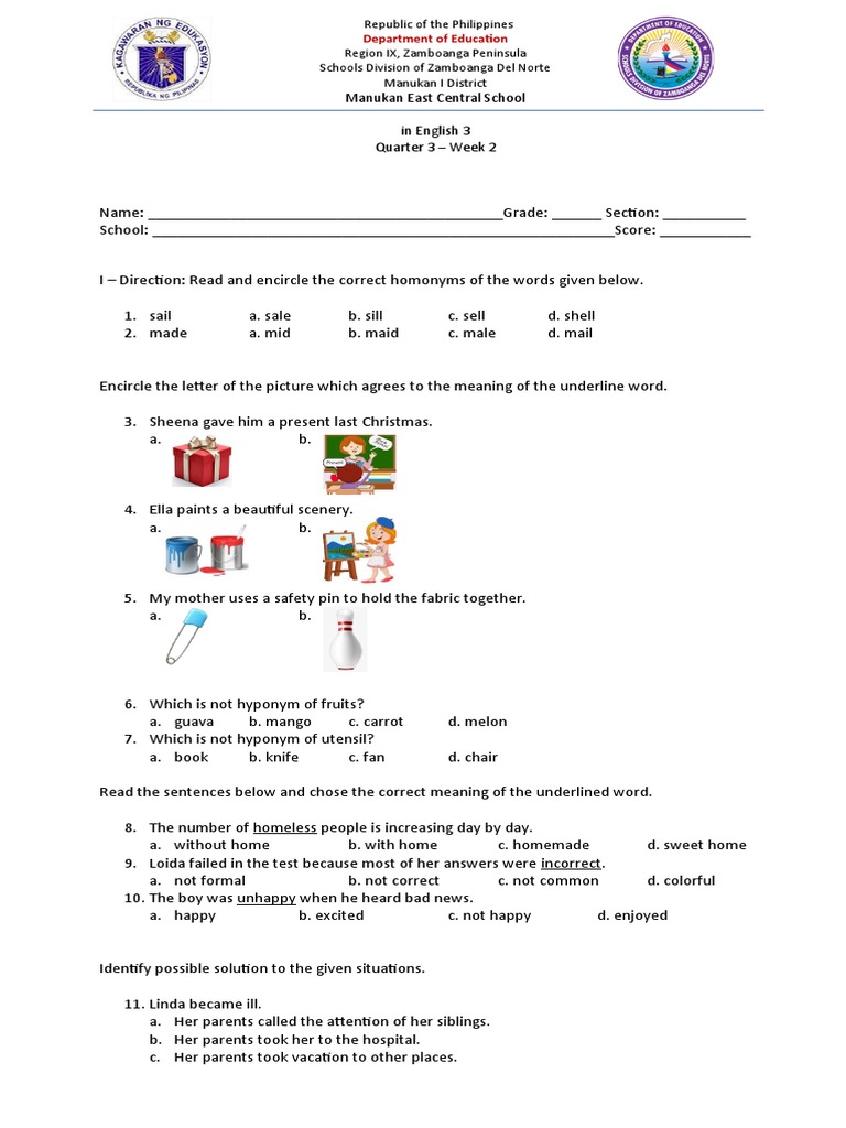 3rd Grading English | PDF