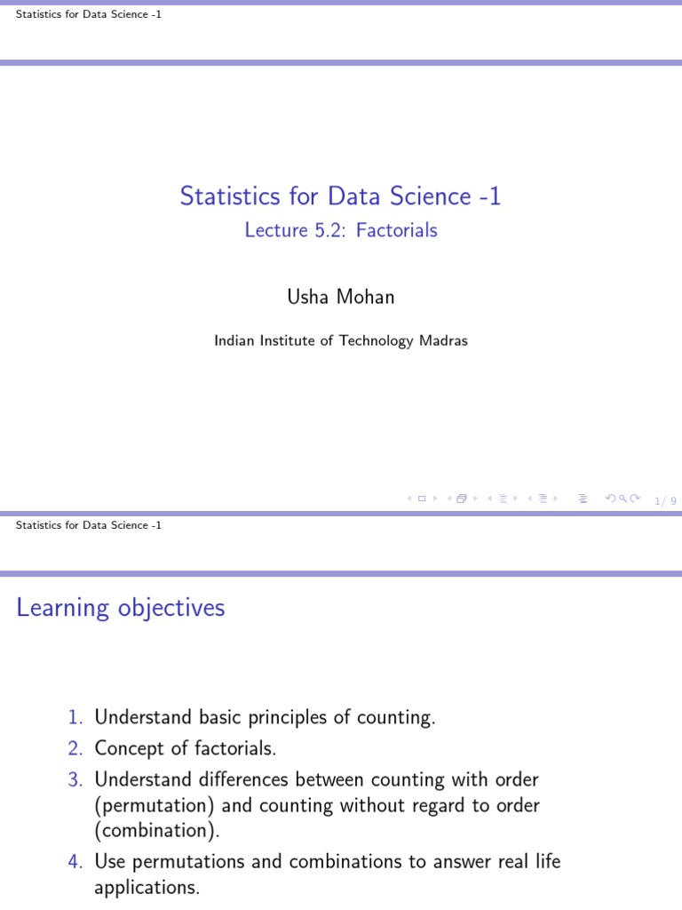 Lecture 5.2permutations and Combinations-Factorials PDF | PDF