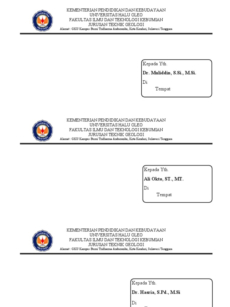 Format Amplop Ujian | PDF