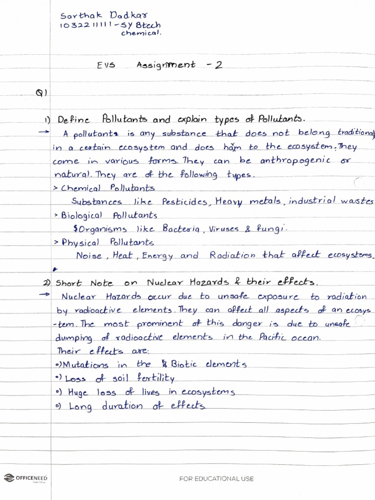 Sarthak Dadkar EVS Assn 2 PDF | PDF | Pollution | Hazards
