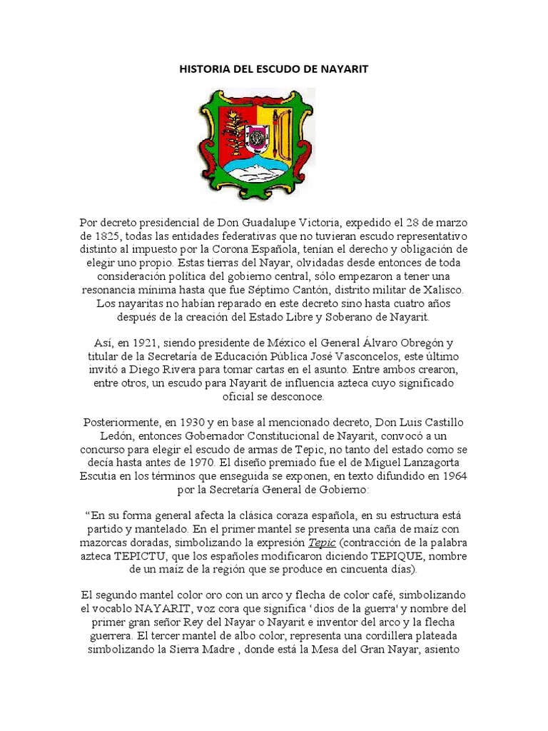 Historia Del Escudo de Nayarit | PDF | México | America latina Historia Del Escudo de Nayarit | PDF | México | America latina