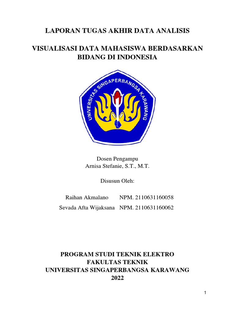 Laporan Tugas Akhir Data Analisis Raihan Akmalano - 058, Sevada Afta Wijaksana - 062 PDF | PDF