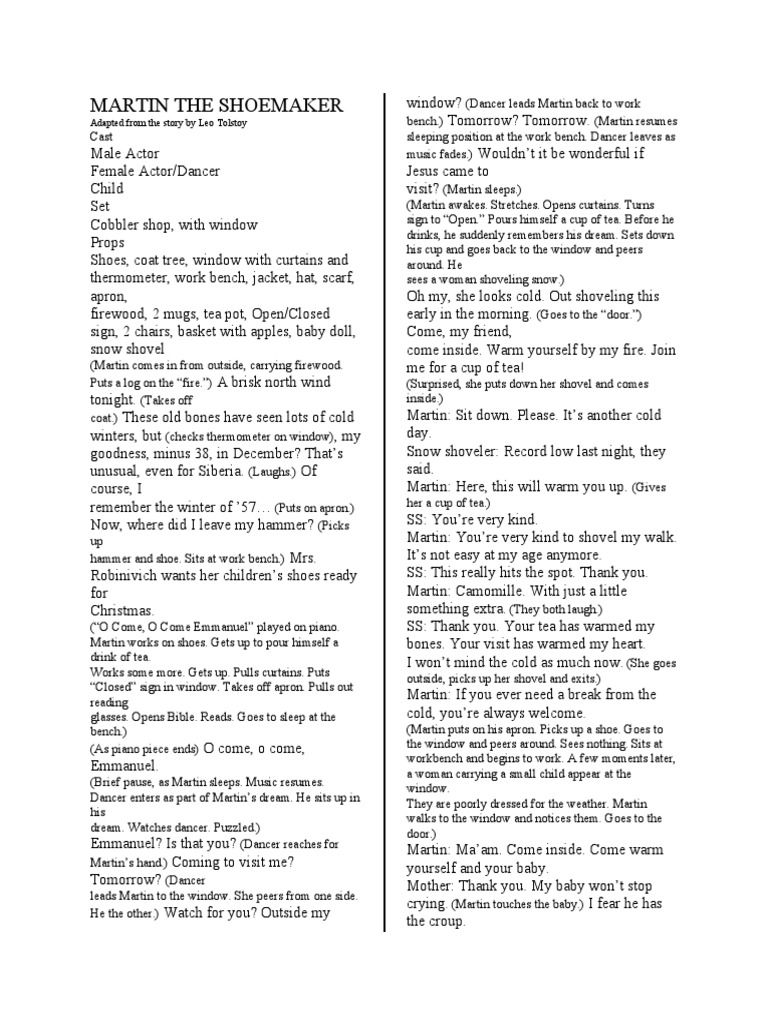 Shoemaker Script | PDF | Jesus