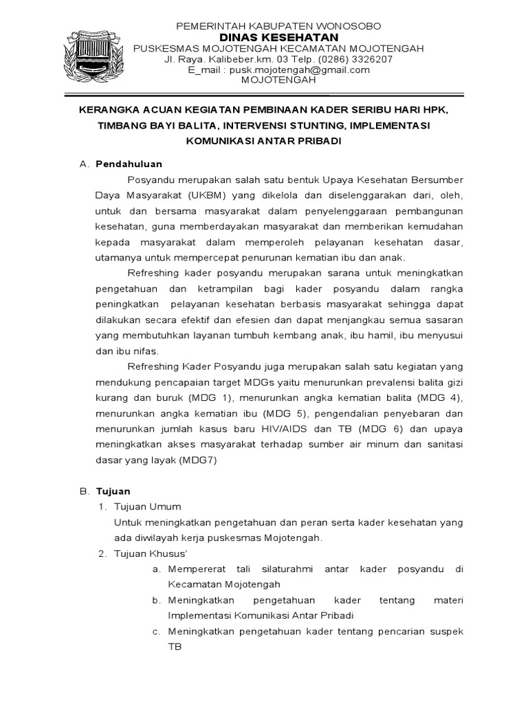 KERANGKA ACUAN REFRESHING KADER.docx | PDF
