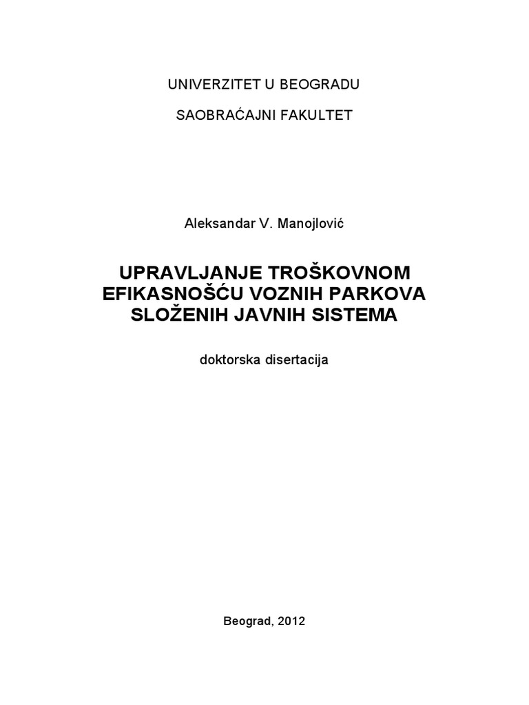 Aleksandar Manojlovic Doktorska Disertacija PDF | PDF