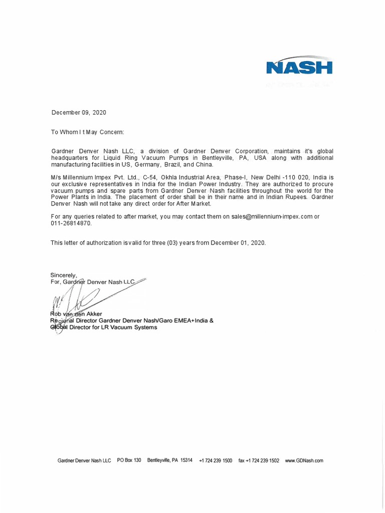 Latest Nash Authorizatoin Letter PDF | PDF