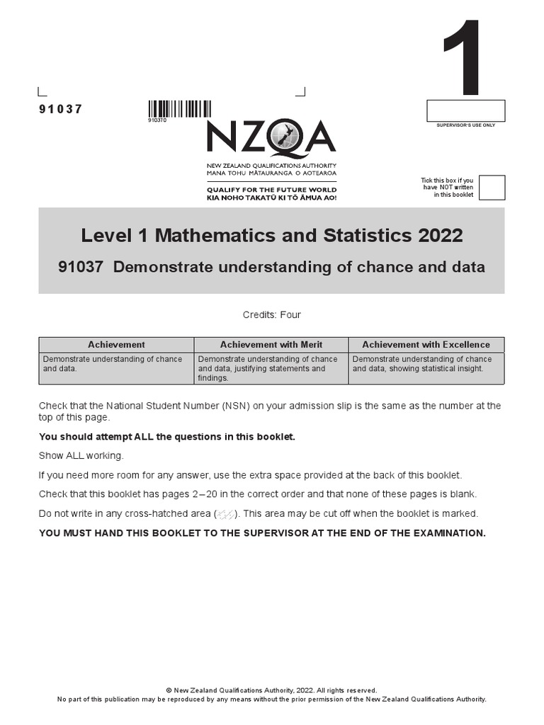 HTTPSWWW Nzqa Govt Nznqfdocsncea-Resourceexams202291037-Exm-2022 PDF | PDF | Statistics | Science