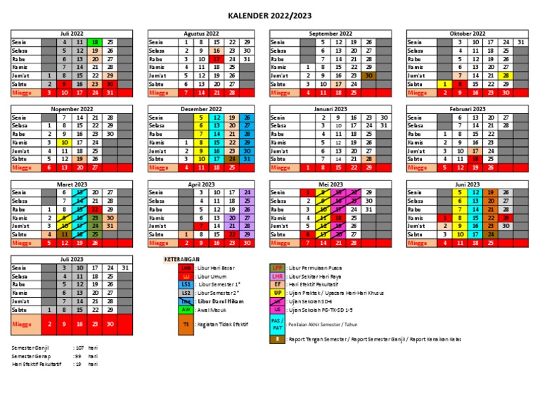 Kalender Pendidikan THB 2022-2023 2 PDF | PDF