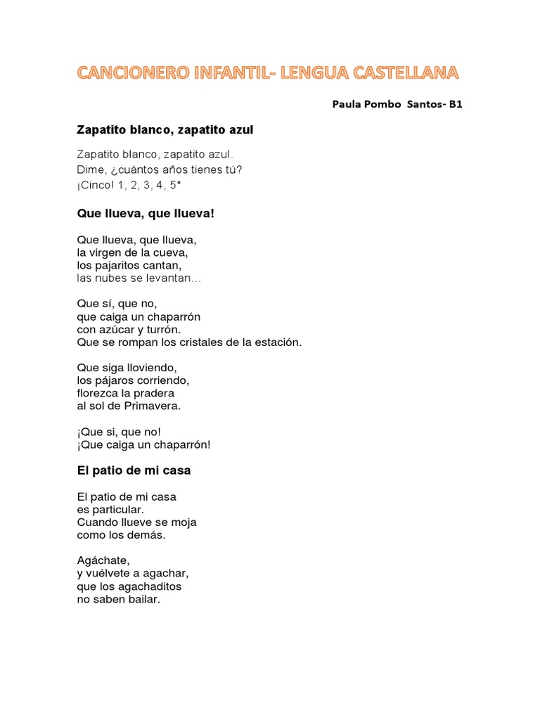 Letra de Zapatito Blanco y Azul | PDF | Poesía