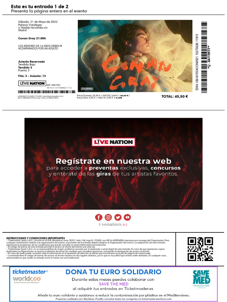 Concierto Conan Gray Madrid 2022 | PDF