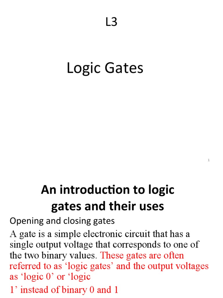 L3 Logic Gate | PDF | Logic Gate | Electronic Circuits