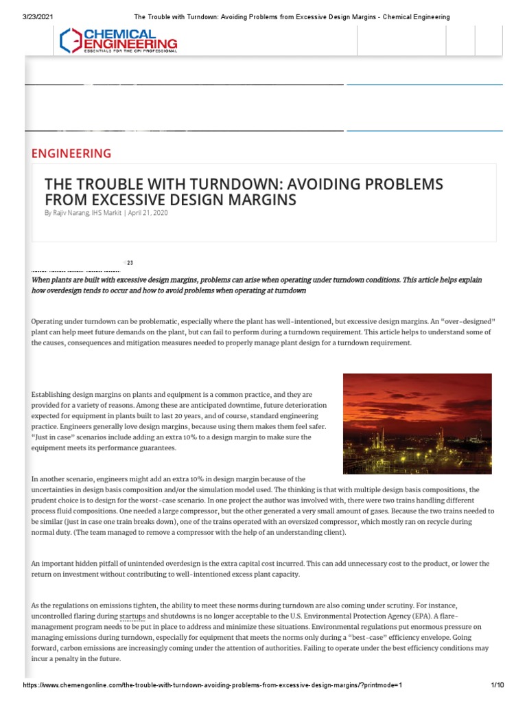 The Trouble With Turndown - Avoiding Problems From Excessive Design Margins - Chem Engg Magazine ...