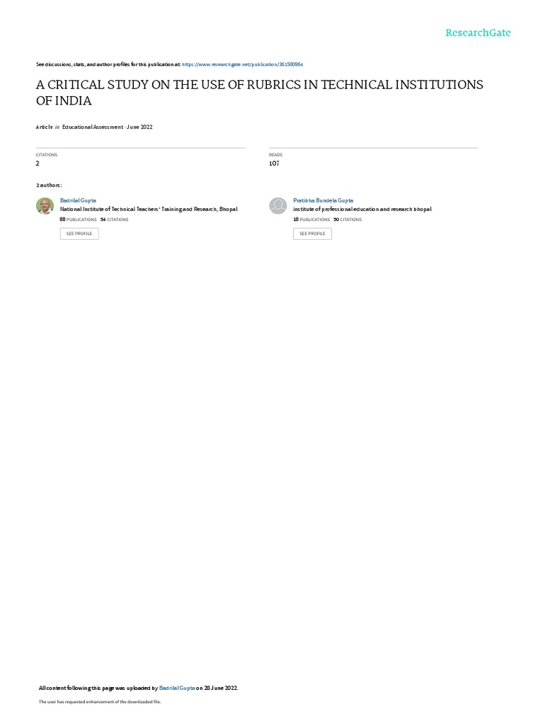 Use of Rubrics | PDF