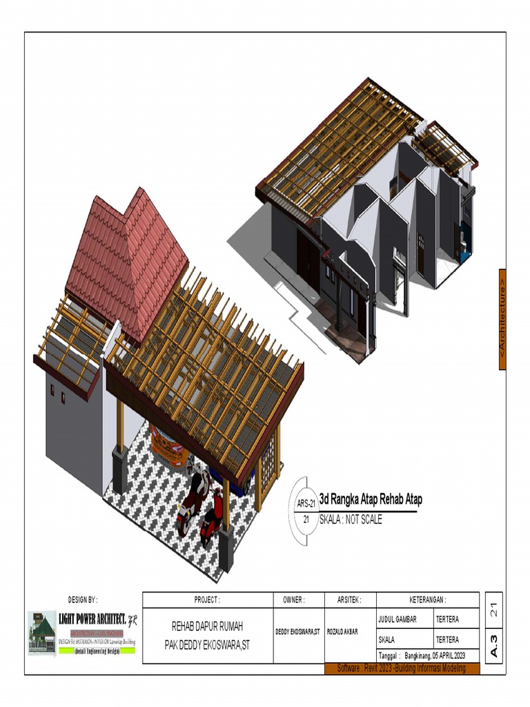 PROJECT REHAB RUMAH BG DEDY EKOS, ST - Revisi - Sheet - 21 - 3d Detail Atap PDF | PDF