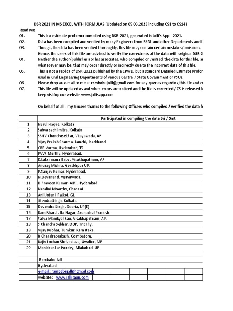 DSR-2021 in MS Excel | PDF