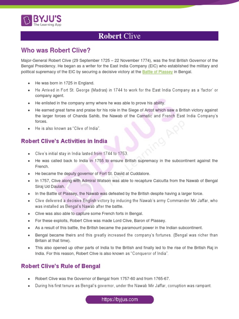 Robert Clive PDF | PDF