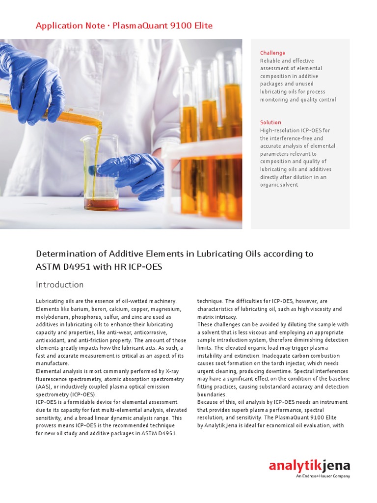 AppNote ICPOES 0023 en Lubricants Additives PDF | PDF