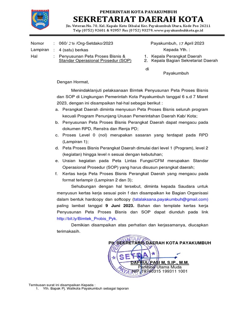 Surat Penyusunan Probis Dan SOP PD PDF | PDF