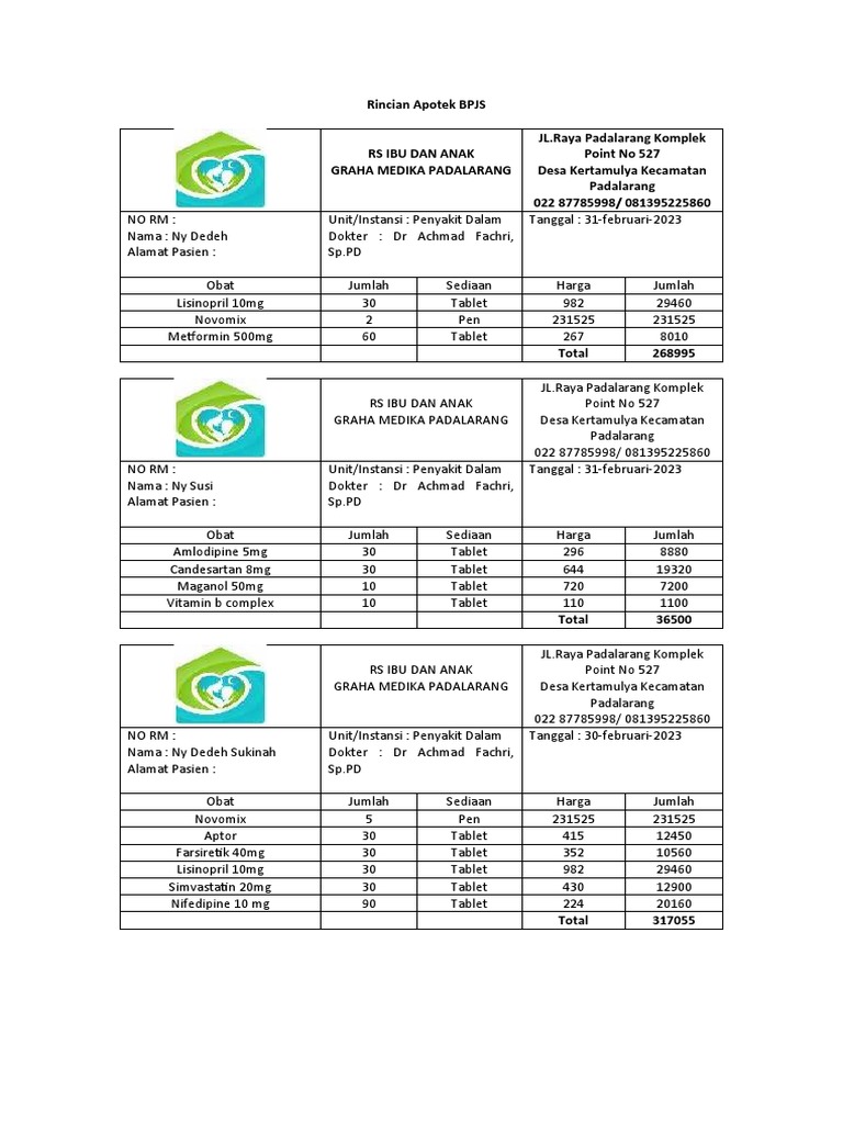 Rincian Apotek BPJS | PDF