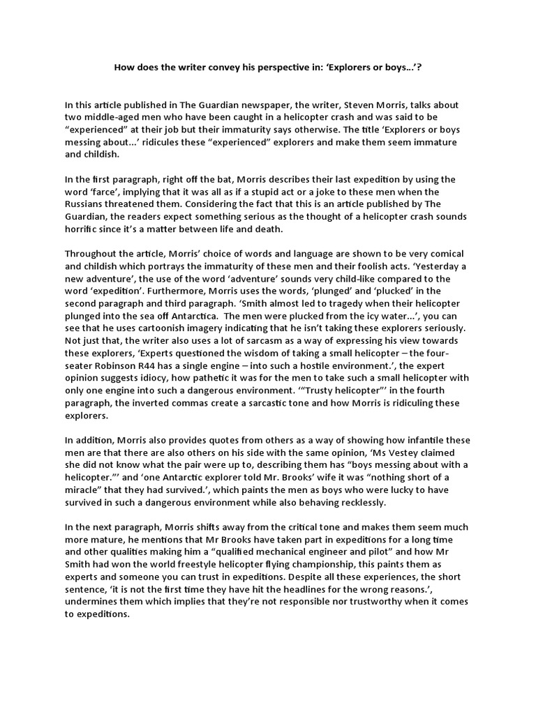 'Explorers or boys messing about..' analysis.docx | PDF