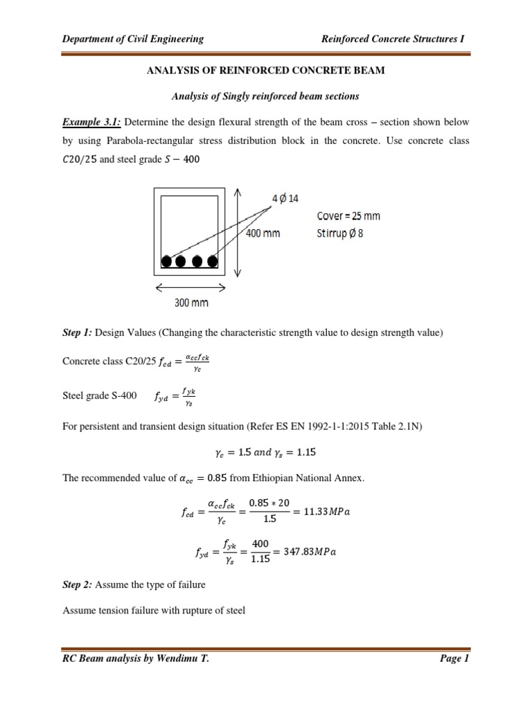 Analysis Examples Of Rc Beam Pdf Pdf Beam Structure Strength Of
