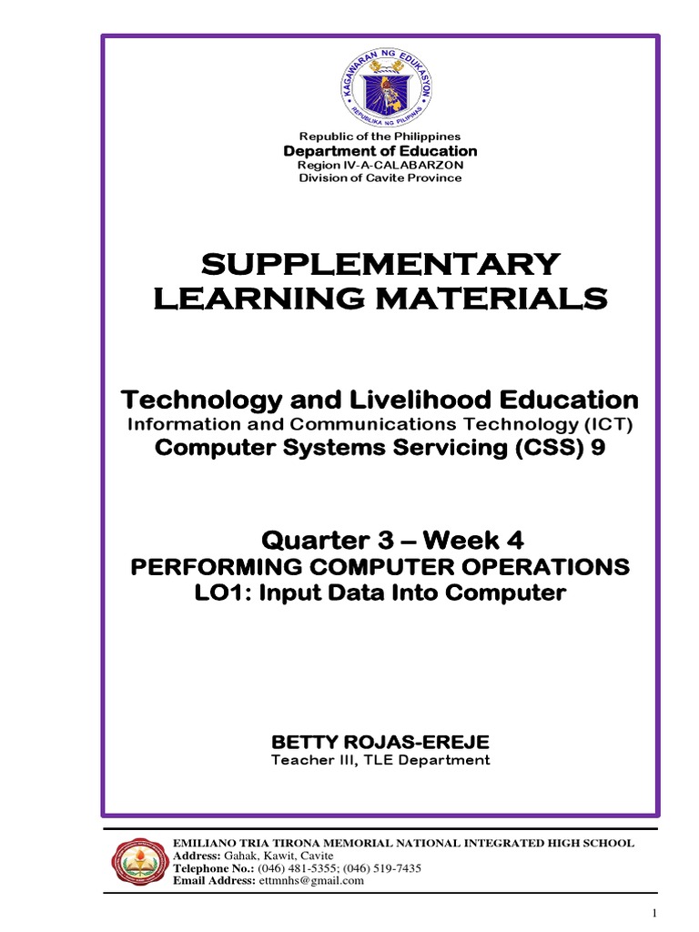 SLM Tle CSS9 Q3 W4 Types of Programs and Application Software PDF | PDF