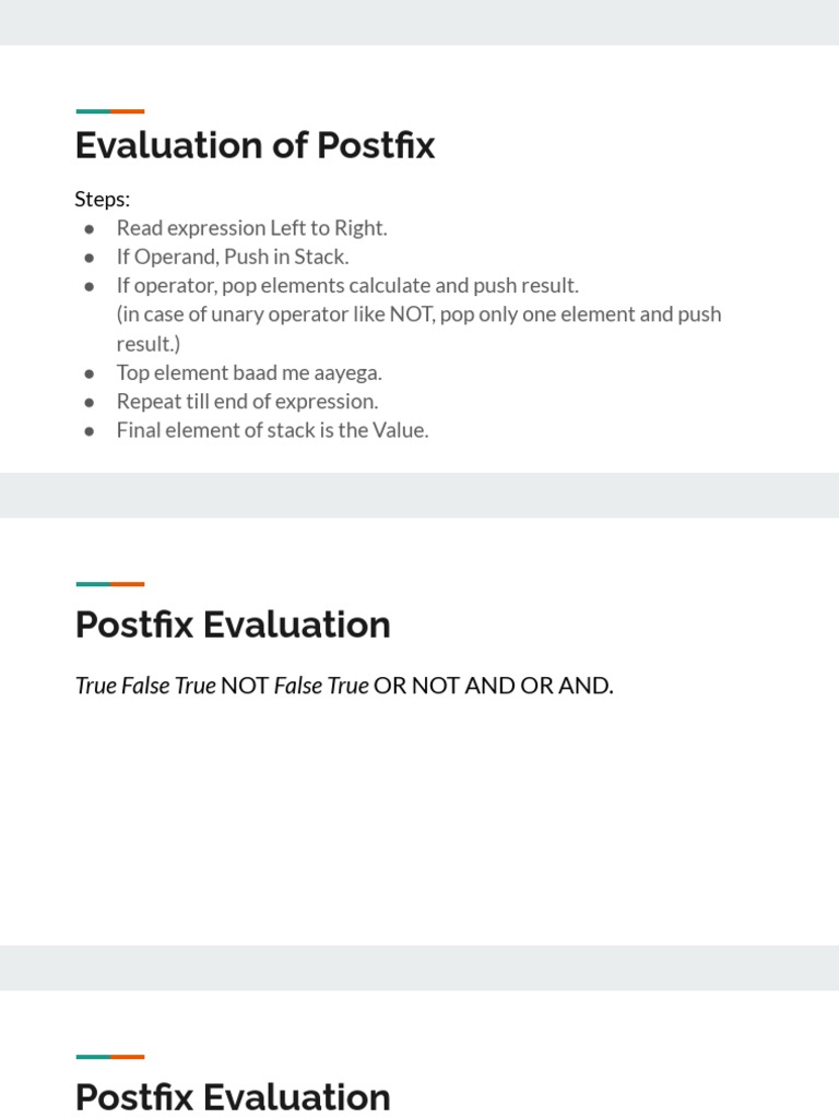 Postfix & Prefix Evaluation PDF | PDF