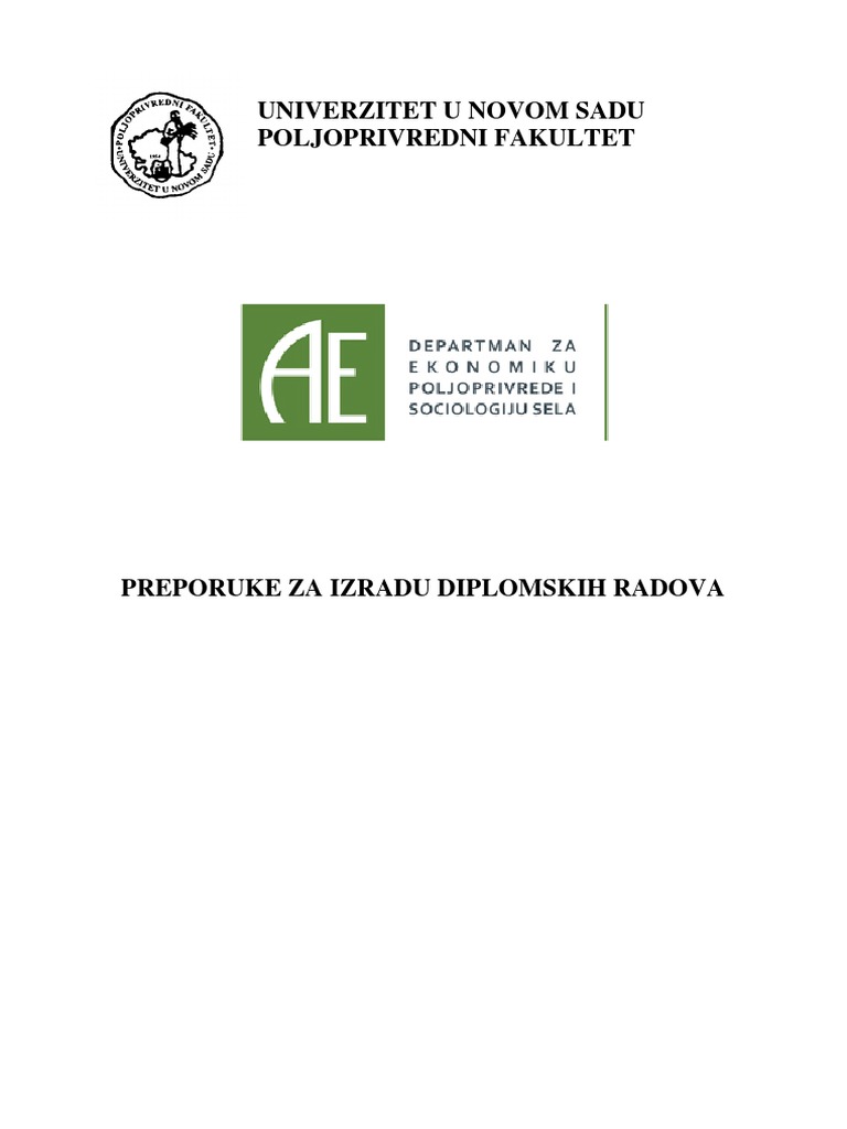 Preporuke Za Izradu Diplomskog Rada PDF | PDF