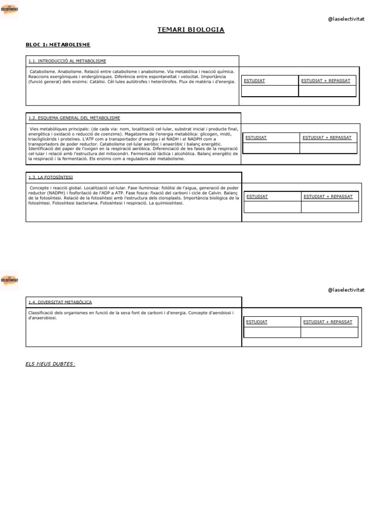 Temari Biologia PDF | PDF