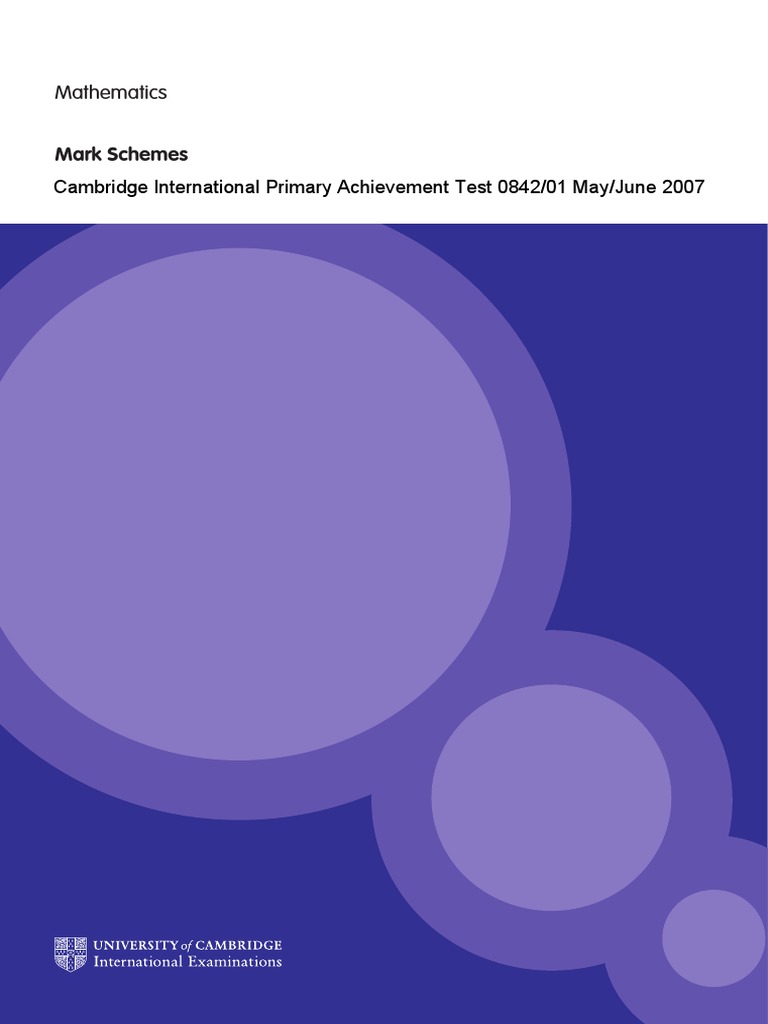 Primary Checkpoint - Math (0842) June 2007 Paper 1 MS PDF | PDF ...