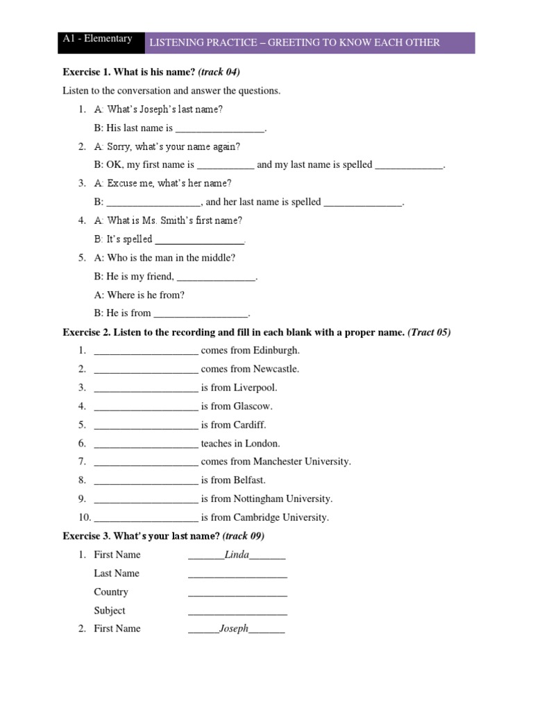Listening Practice: Greetings Exercise | PDF