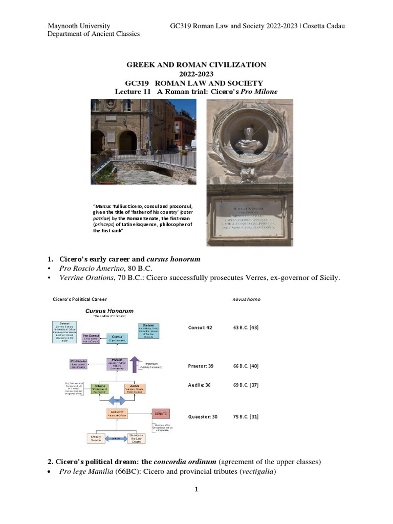 11 A Roman Trial. Ciceros Pro Milone Handout | PDF | Cicero | Roman ...