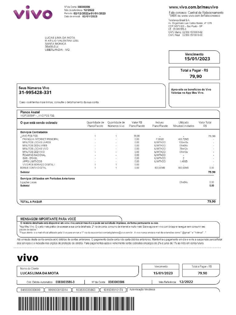 Fatura Vivo PDF | PDF