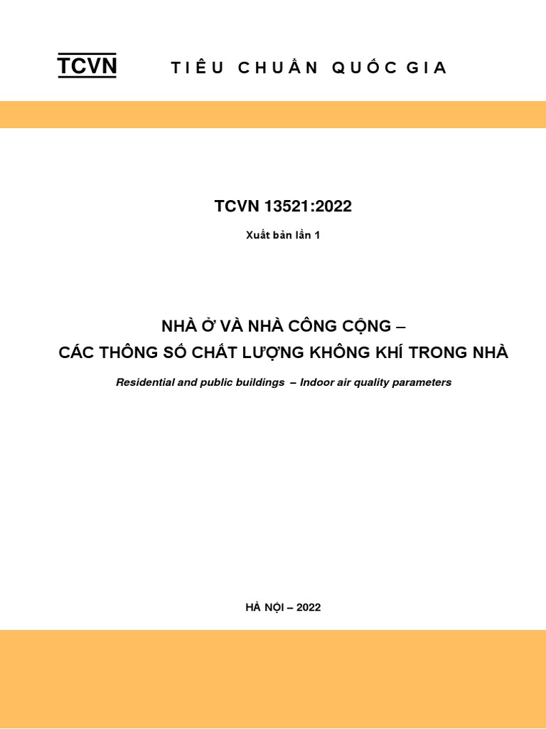 TCVN 13521-2022 - Nhà ở và nhà công cộng – Các thông số chất lượng không khí trong nhà.pdf | PDF