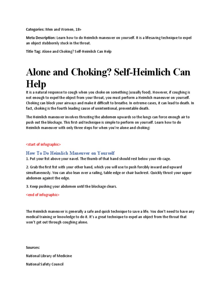 Infographic - Self Heimlich.docx | PDF