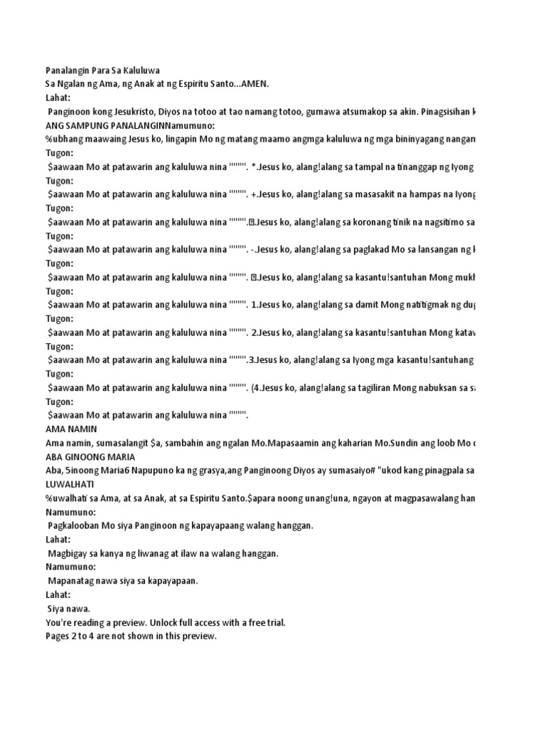 Dasal Sa Kaluluwa | PDF