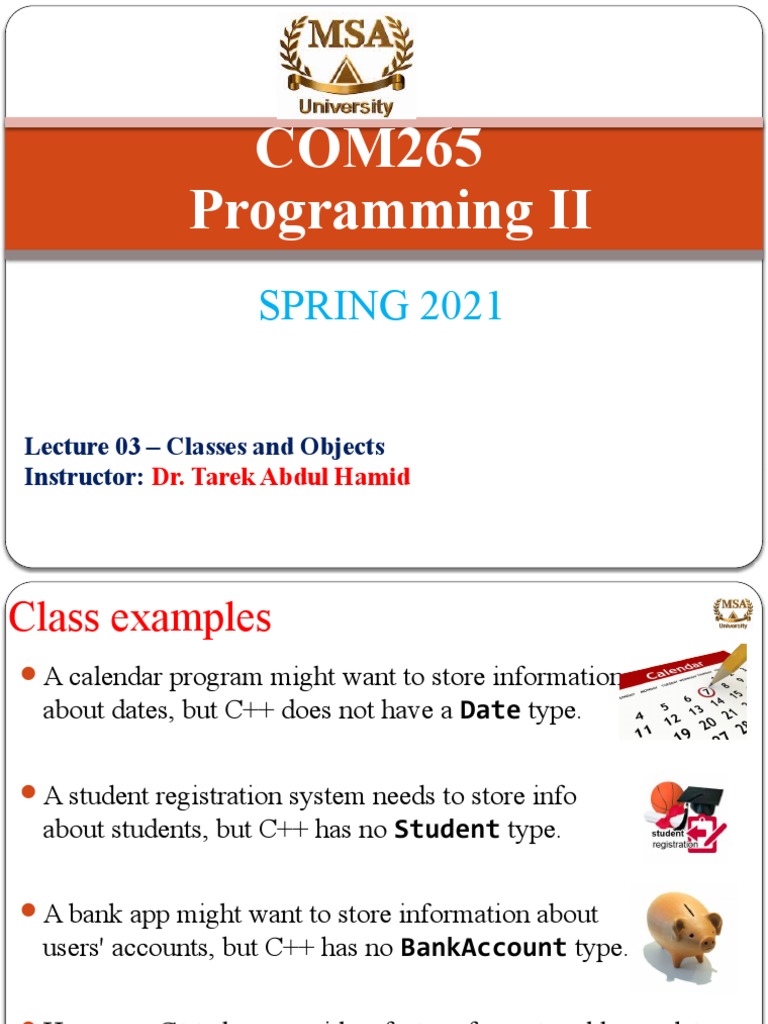 COM265 Programming II - Classes and Objects | PDF