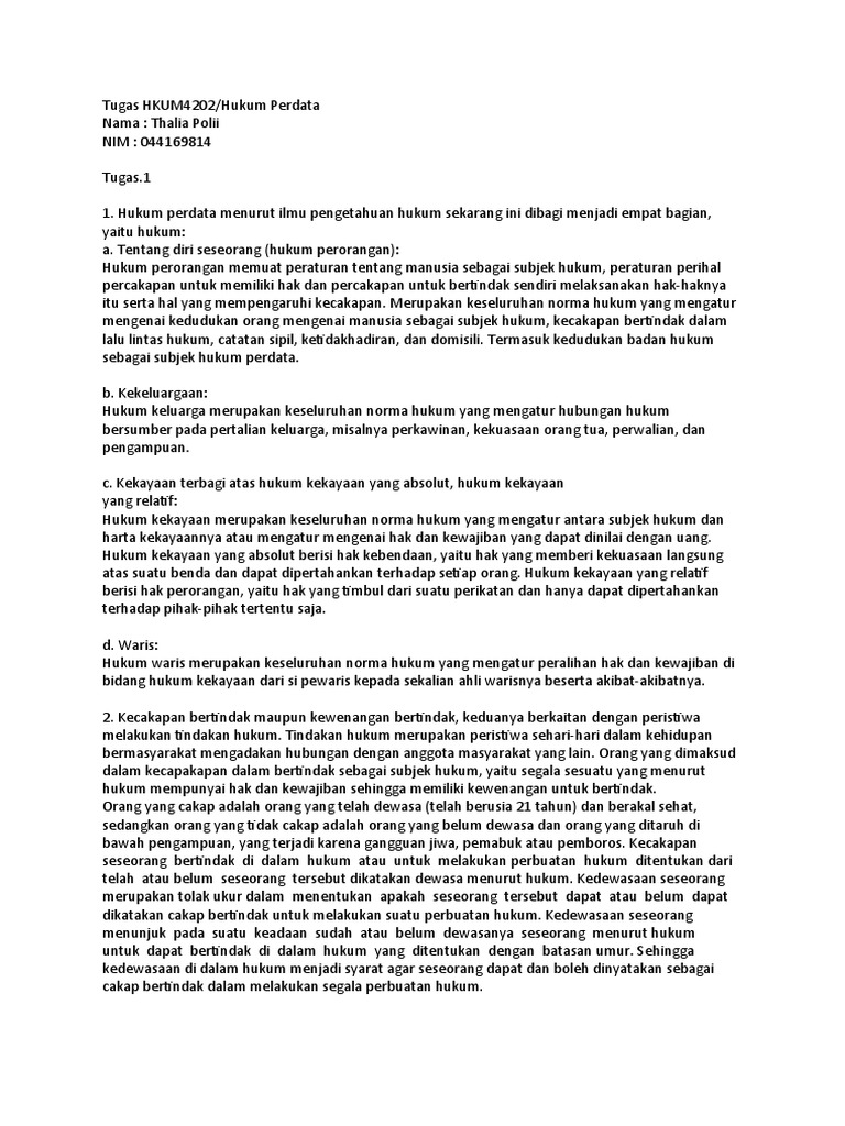 Tugas1 Hukum Perdata | PDF