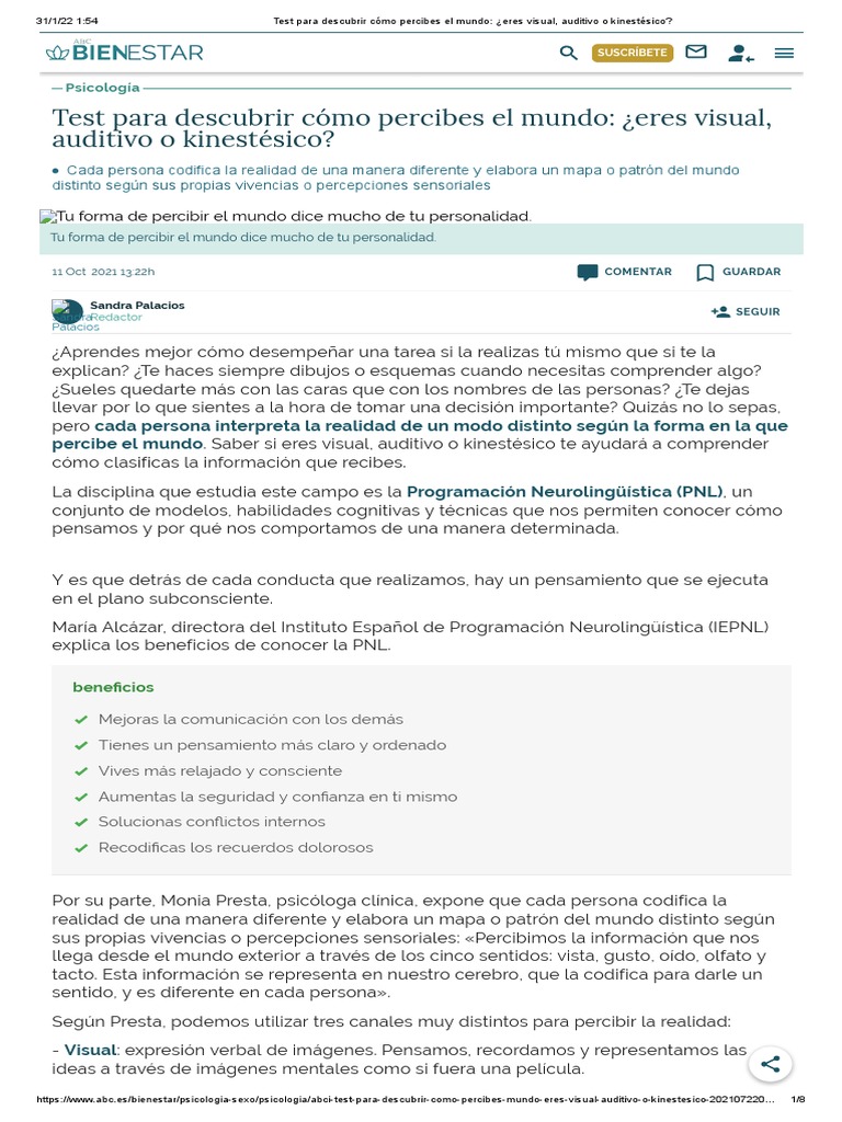 Test para Descubrir Cómo Percibes El Mundo - ¿Eres Visual, Auditivo o ...