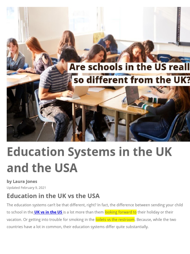 Education Systems in The UK and The USA 3 | PDF