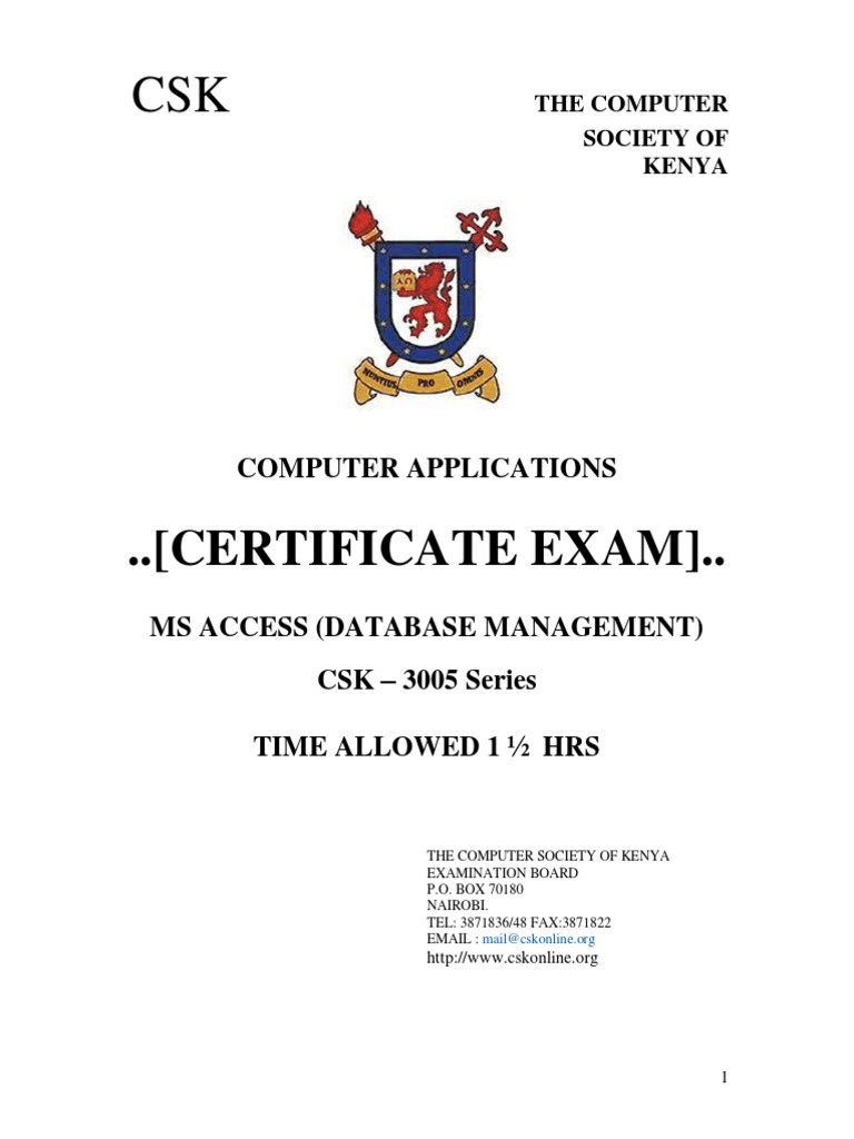 MS Access Practical Exam Paper | PDF | Computing | Data Management