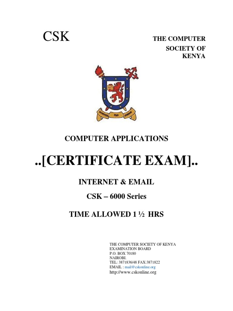 CSK Internet & Email Exam Guide | PDF | Career & Growth