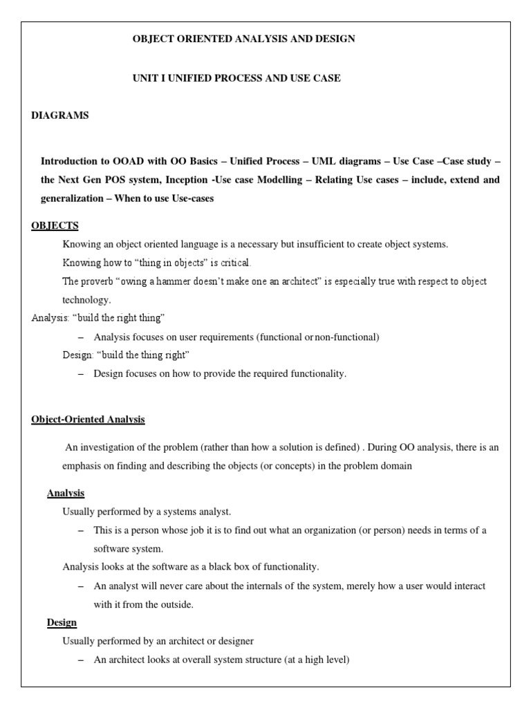 Ooad Unit 1 Notes | PDF