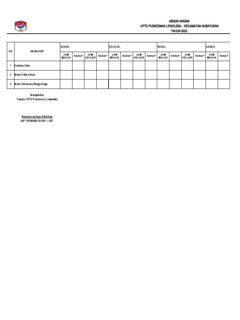 Format Absen Harian | PDF