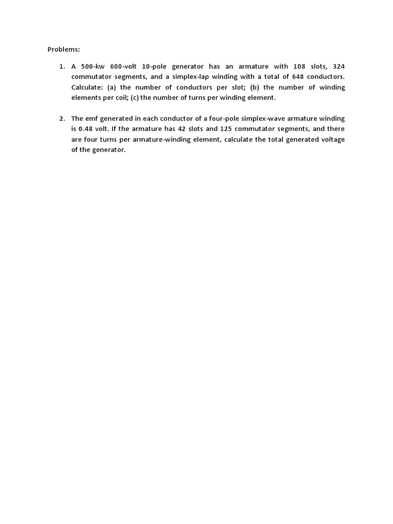Assignment (Problem solving)-Armature Winding.docx | PDF