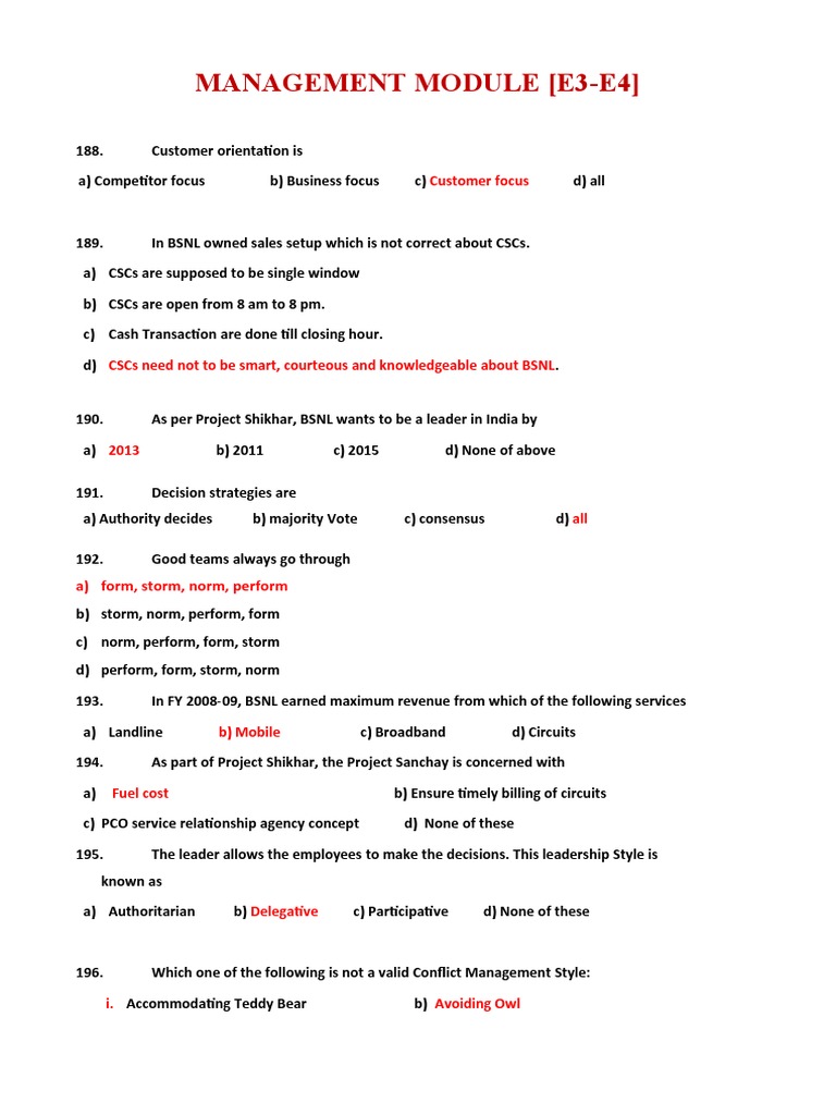 E3 To E4 Management Question Bank-Bab | PDF | Depreciation | Norm ...