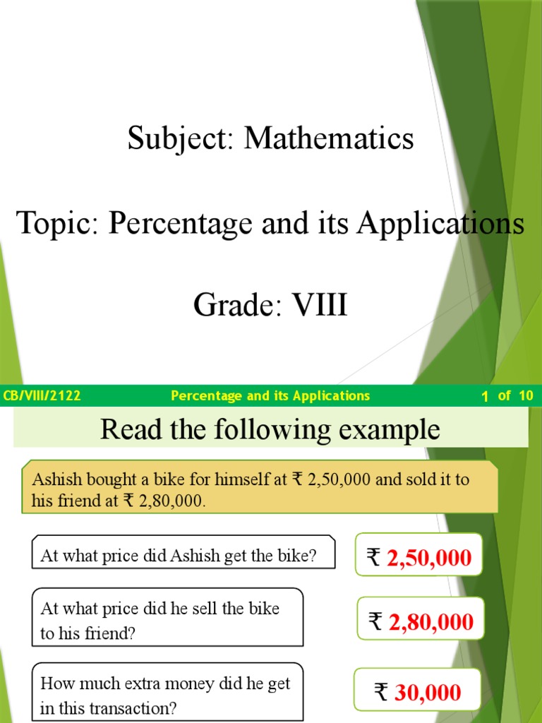 4 - CBSE - VIII - Math - Percentage and Its Applications | PDF