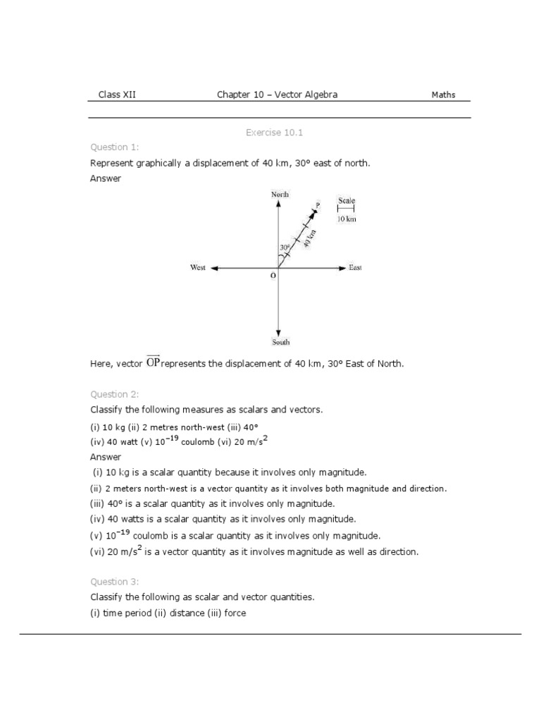 NCERT Solutions Class 12 Maths Chapter 10 Vectors PDF | Download Free PDF | Euclidean Vector | Area